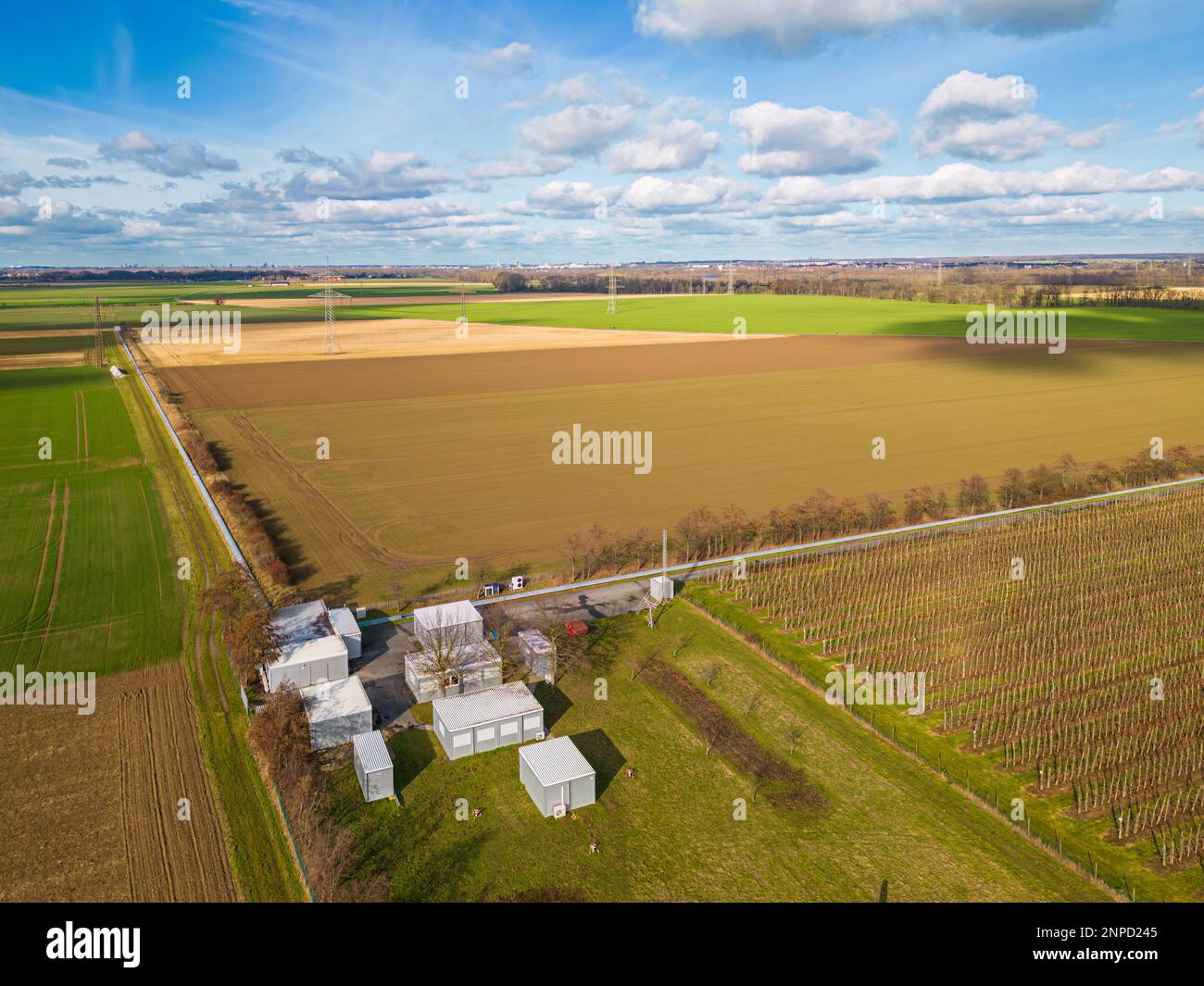 Aerial view of the GEO600 interferometer near Sarstedt, Germany Stock ...