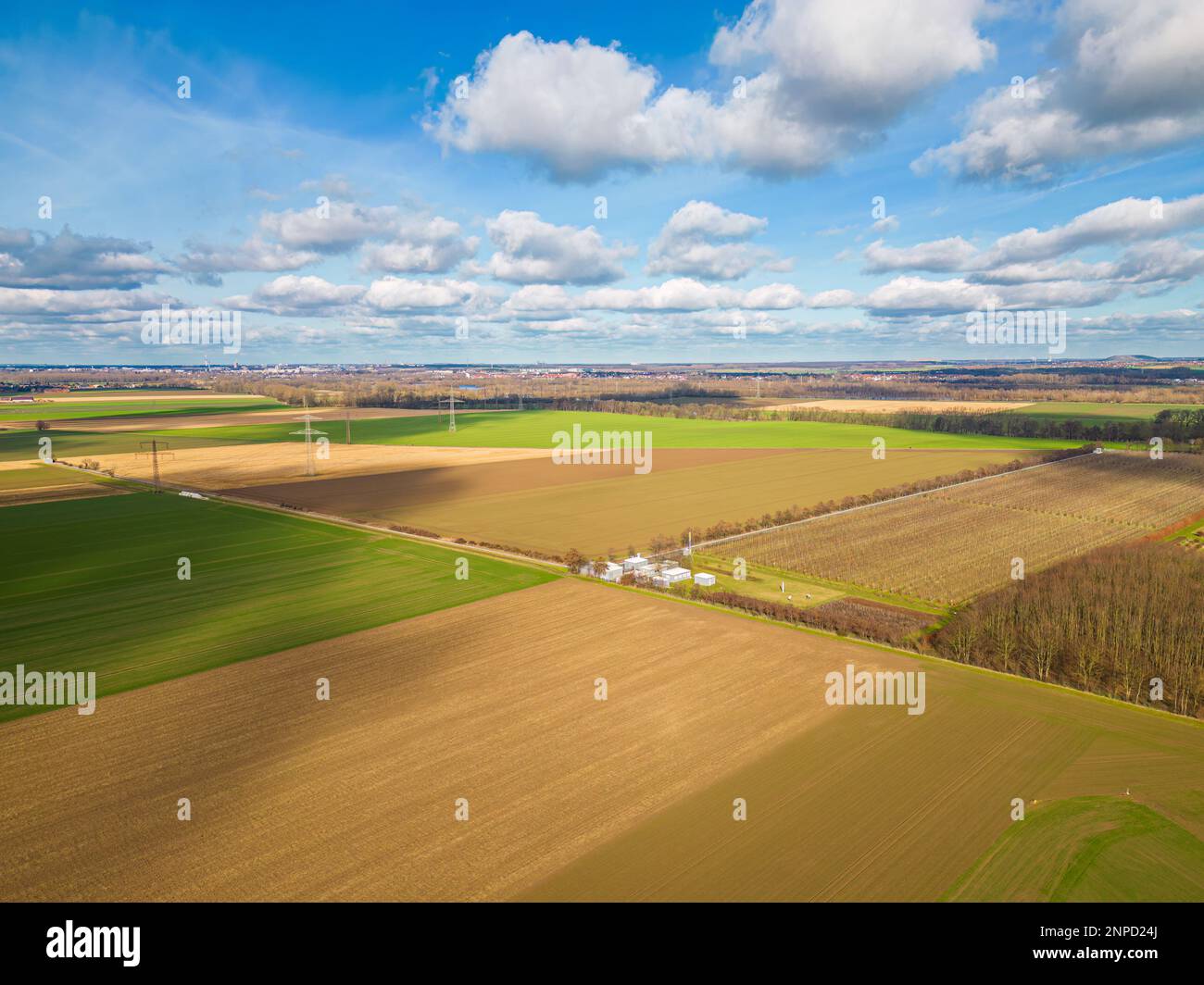 Aerial view of the GEO600 interferometer near Sarstedt, Germany Stock ...