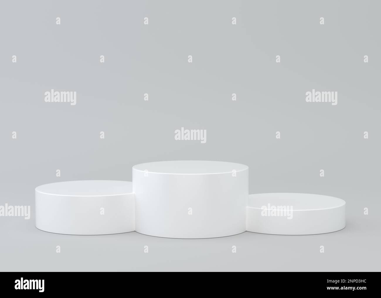 White realistic 3D cylinder steps pedestal podium. Abstract studio room ...