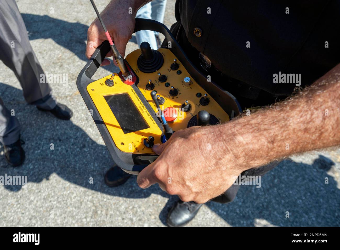 Los Angeles City Fire Department Captain Jason Ortiz operates the ...