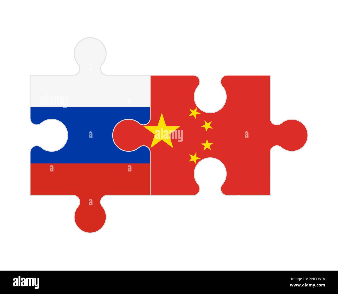 Connected puzzle of flags of Russia and China, vector Stock Vector ...