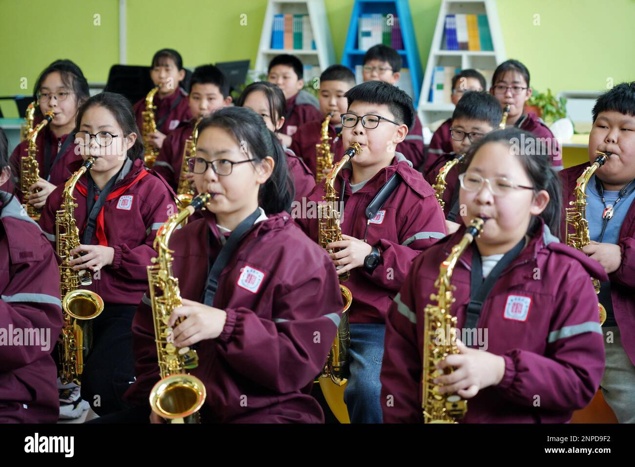 Shijiazhuang, China's Hebei Province. 23rd Feb, 2023. Students play the ...