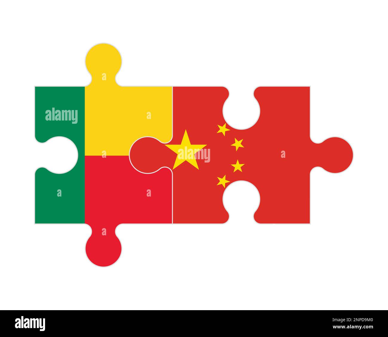 Connected puzzle of flags of Benin and China, vector Stock Vector Image ...