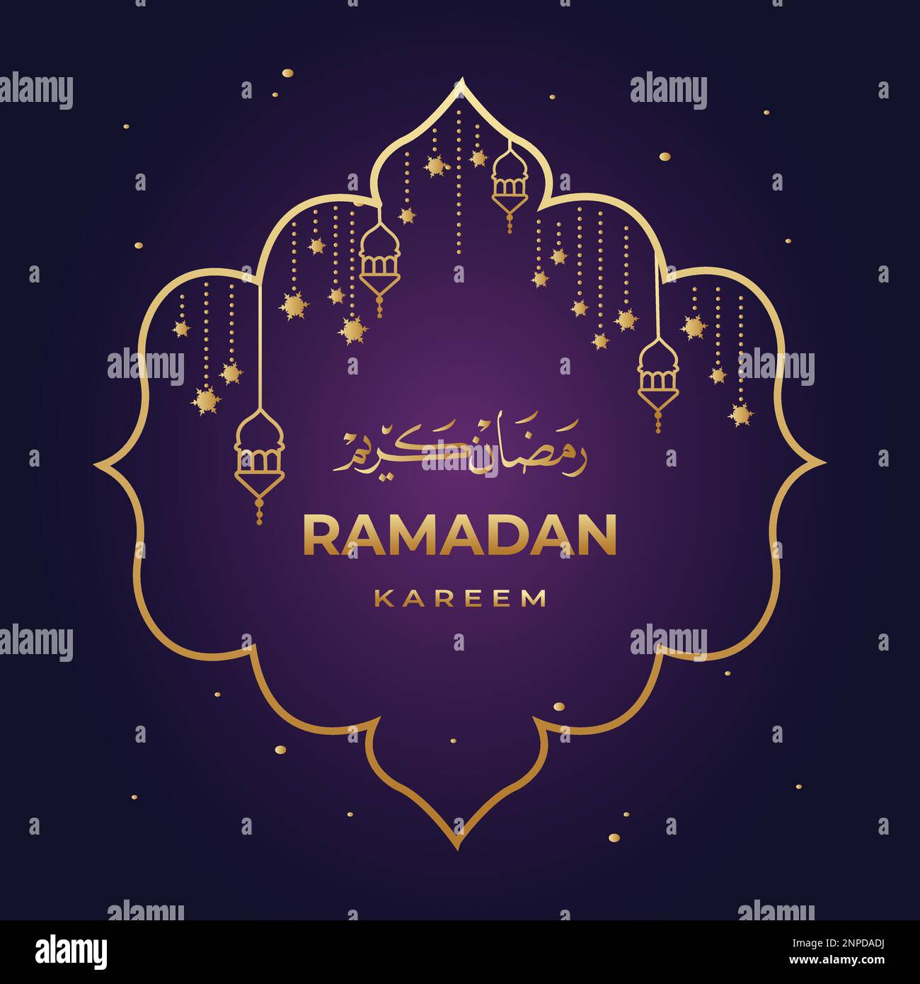 Arabic Islamic text Ramadan Kareem post vector illustration Stock ...