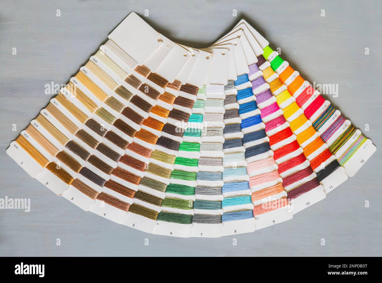 color palette with thread samples on textile production Stock Photo - Alamy