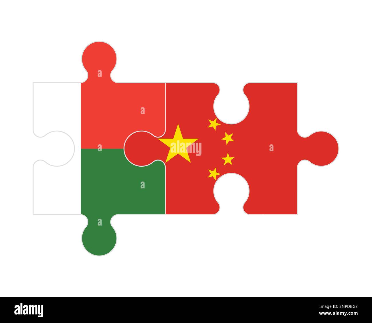 Connected puzzle of flags of Madagascar and China, vector Stock Vector ...