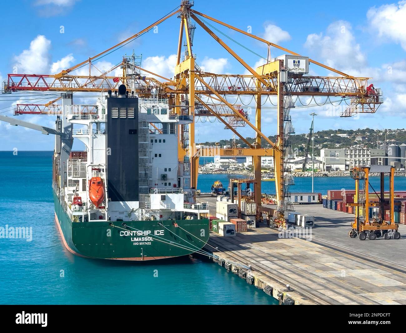 Ship loading in containers port, Bridgetown, St Michael Parish ...