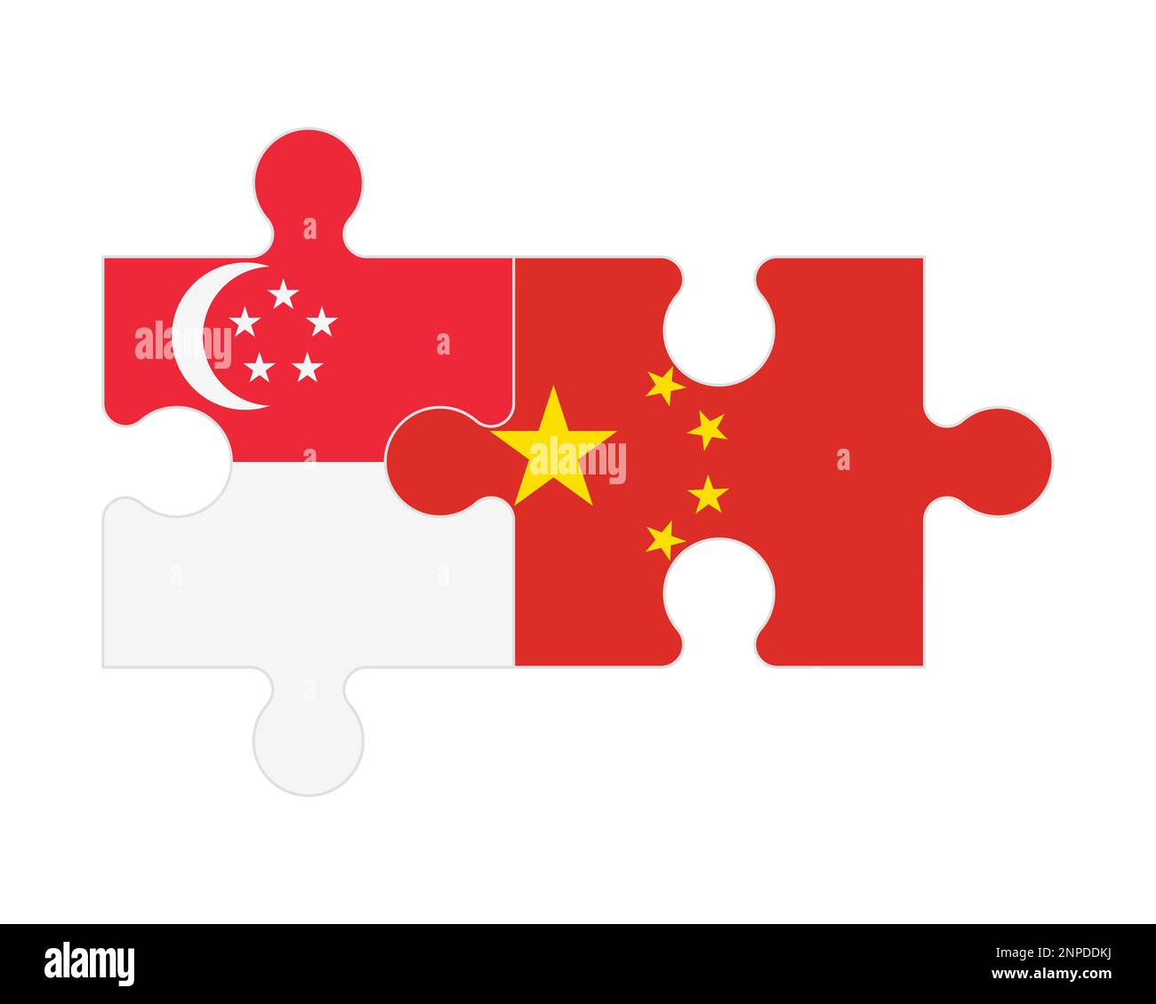 Connected puzzle of flags of Singapore and China, vector Stock Vector ...
