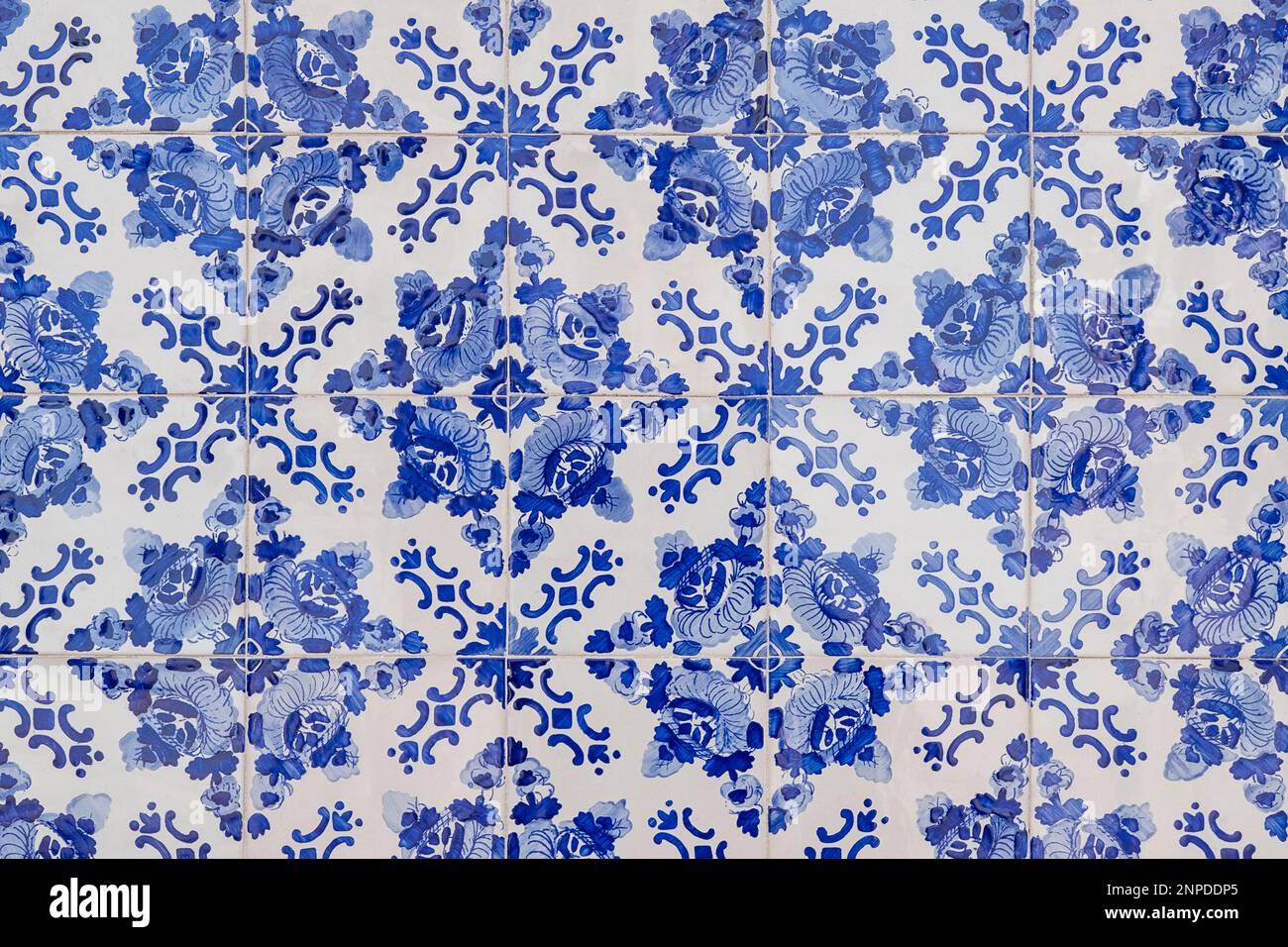 Beautiful blue tiles known as azulejos, covering many buildings in ...