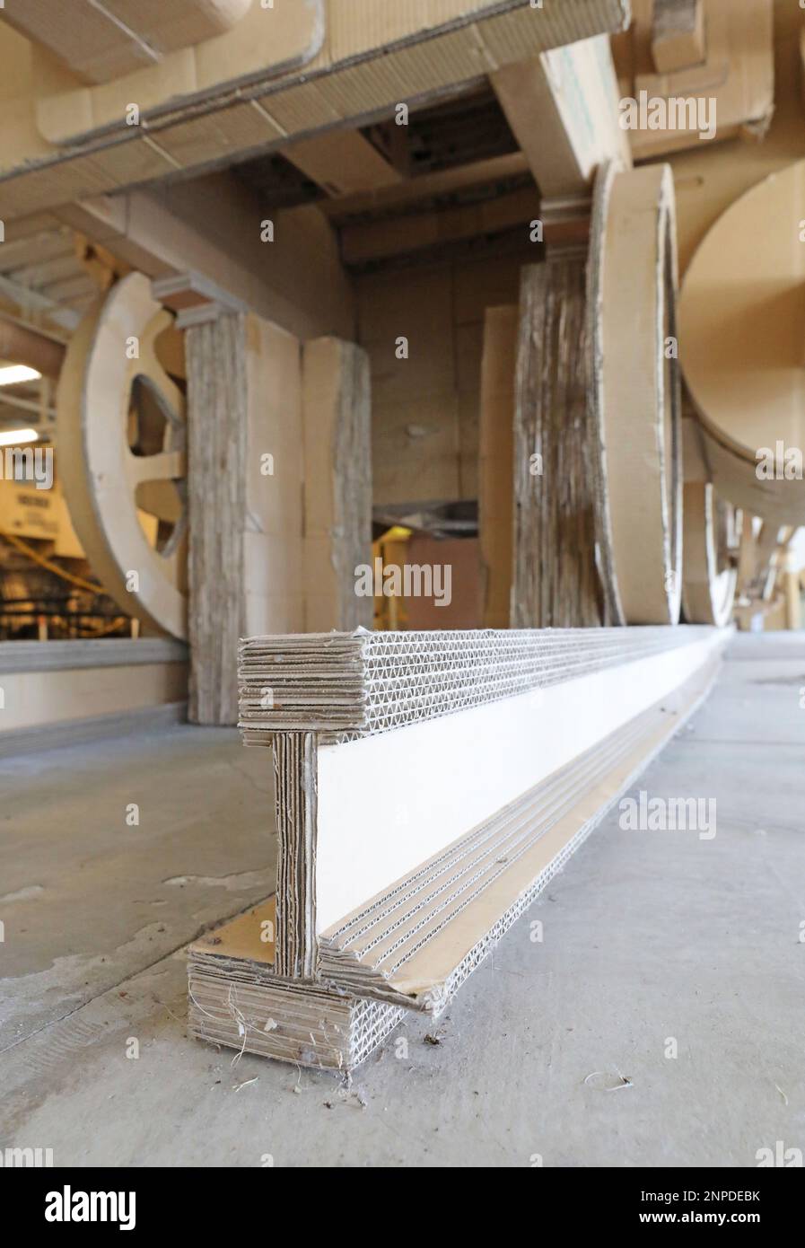 A photo shows a full-scale cardboard steam locomotive (SL) in Nankan ...