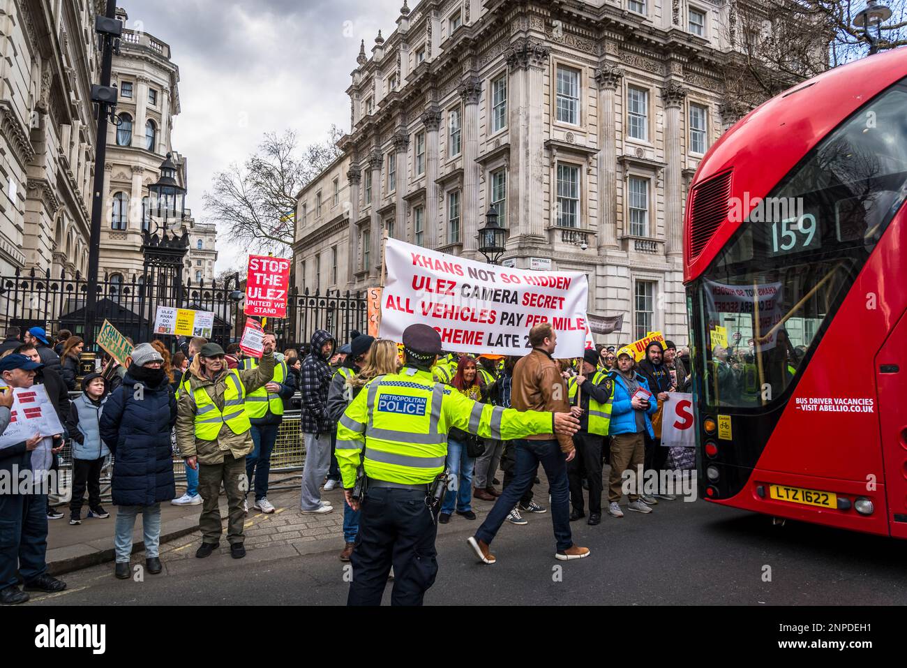 Anti-ULEZ protesters stage demonstration in front of Downing Street as ...