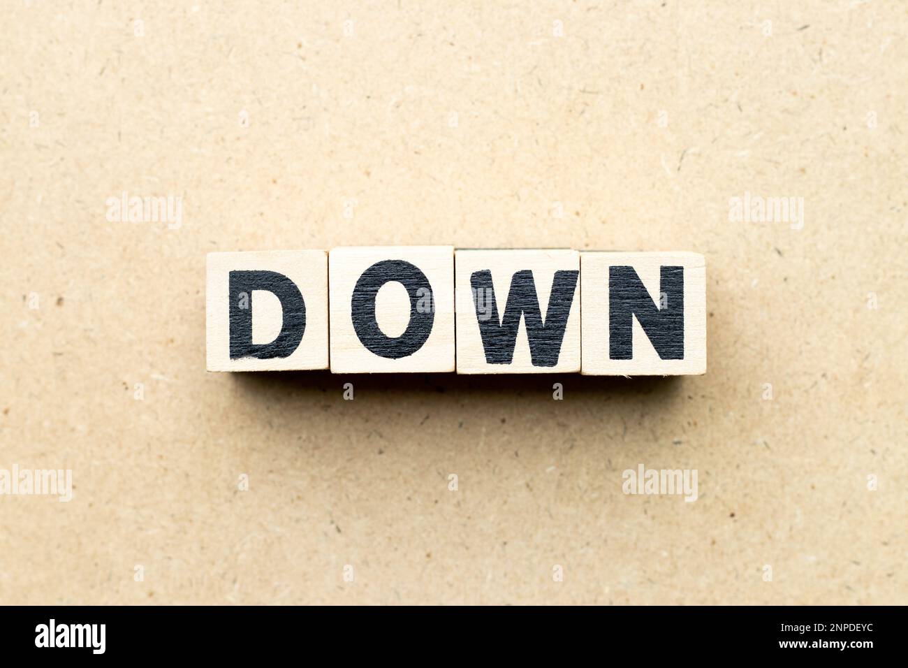 Alphabet letter block in word down on wood background Stock Photo - Alamy