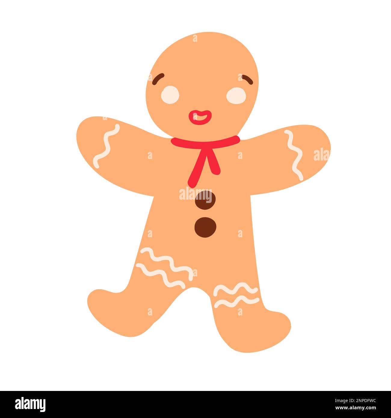 Gingerbread man in cartoon style. Christmas and New Year cookie. Vector ...