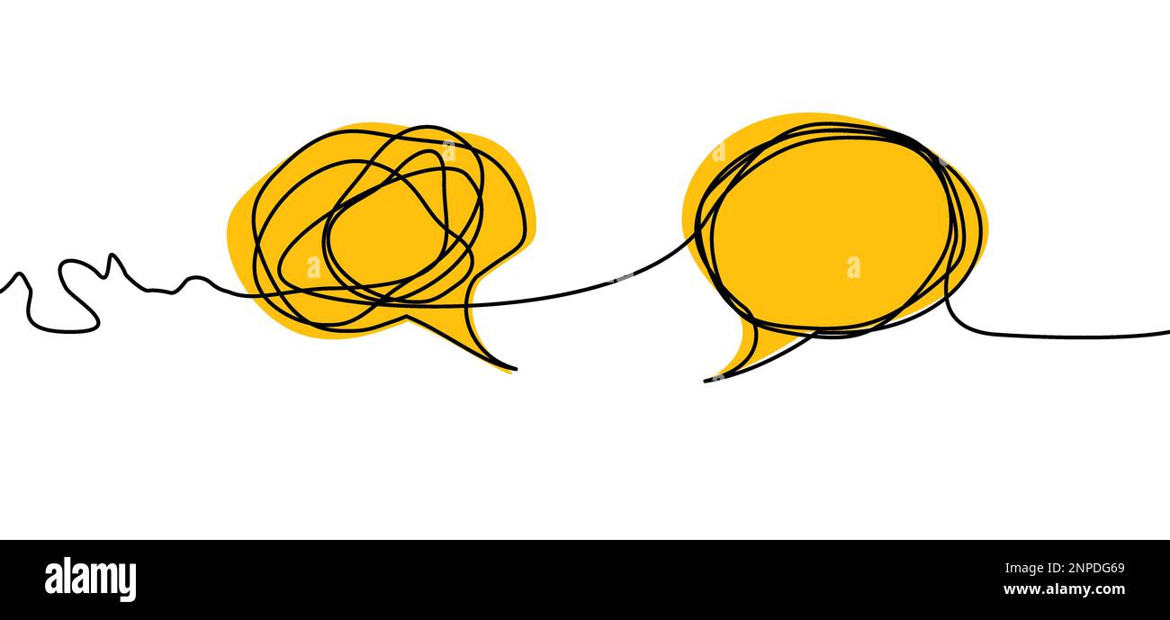 Cartoon drawn knot, chaotic or chaos and order brainstorming line ...