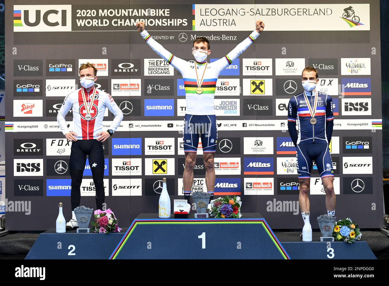 From left, silver medalist Mathias Flueckiger of Switzerland, left ...