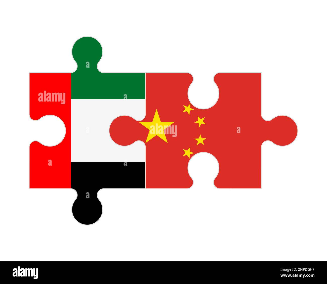 Connected puzzle of flags of United Arab Emirates and China, vector ...