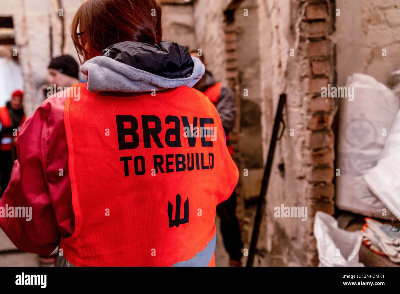 Volunteers of Kyiv NGO Brave to Rebuild start work in a building which ...
