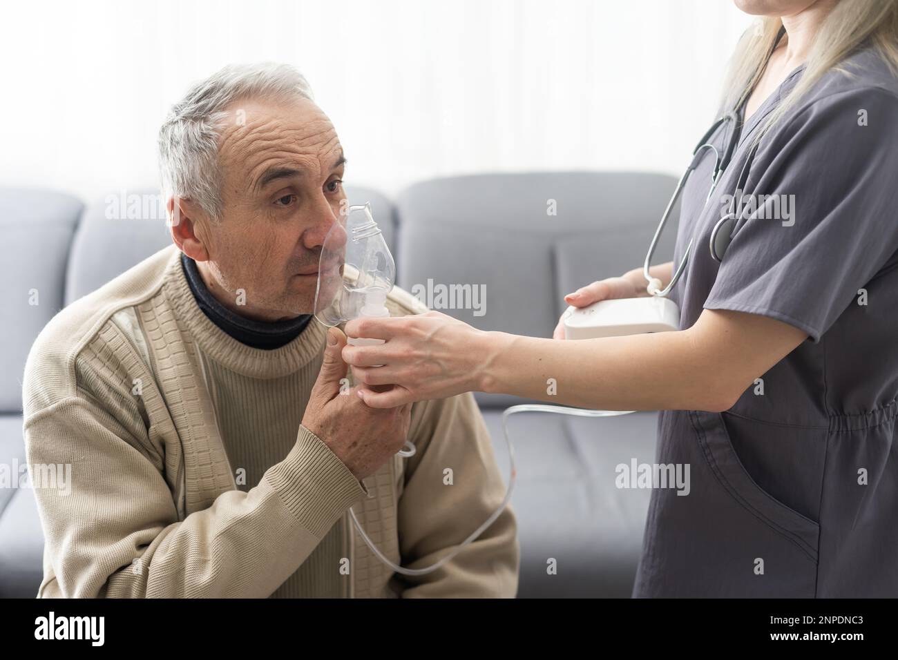 Asthma COPD Breath Nebulizer And Mask Given By Doctor Or Nurse Stock ...