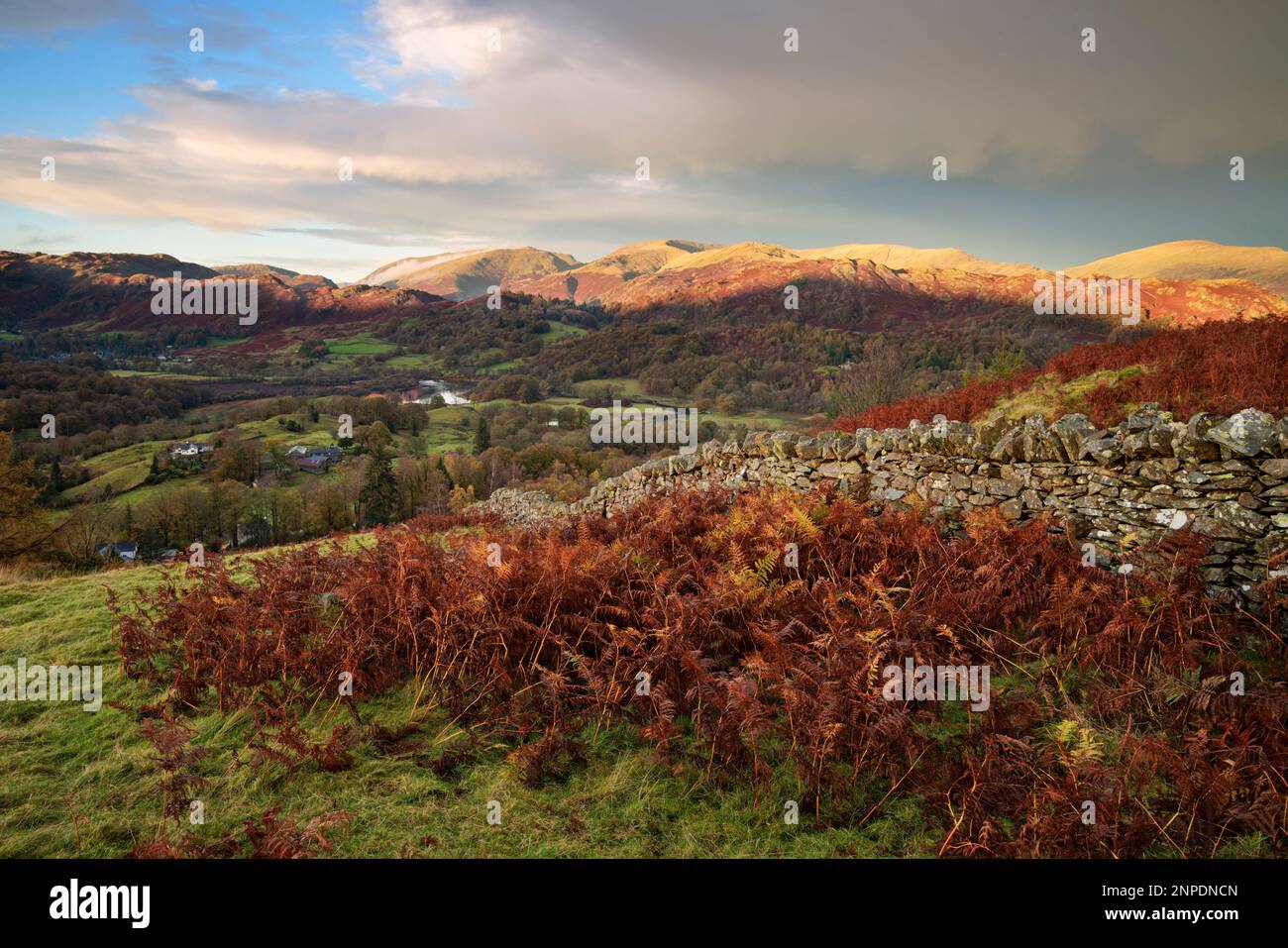 A view over Elterwater from Black Fell near Ambleside Stock Photo - Alamy