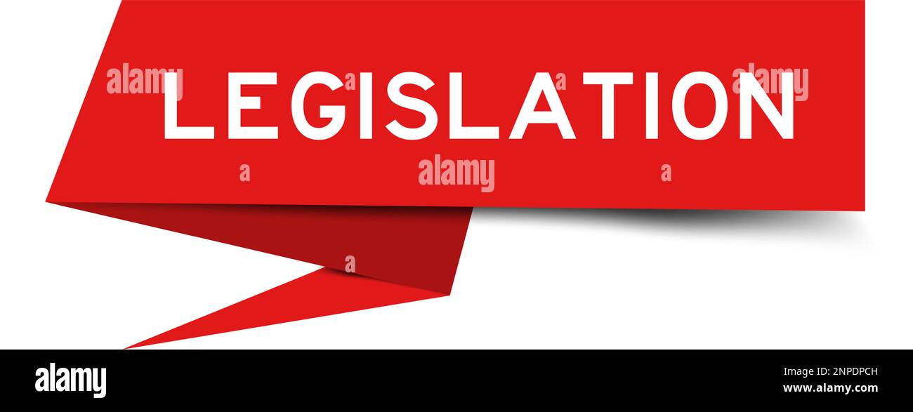 Red color speech banner with word legislation on white background Stock ...