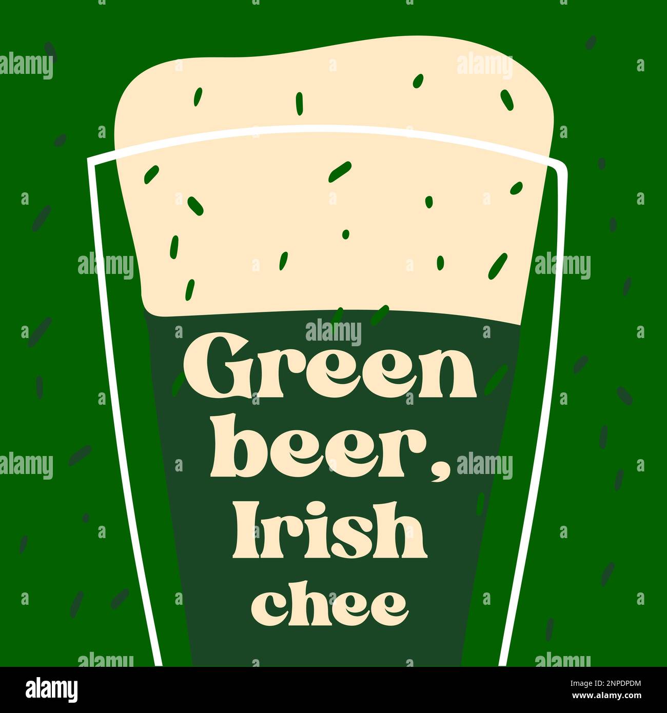 Green beer, green everything text with illustration stylized mug of ...