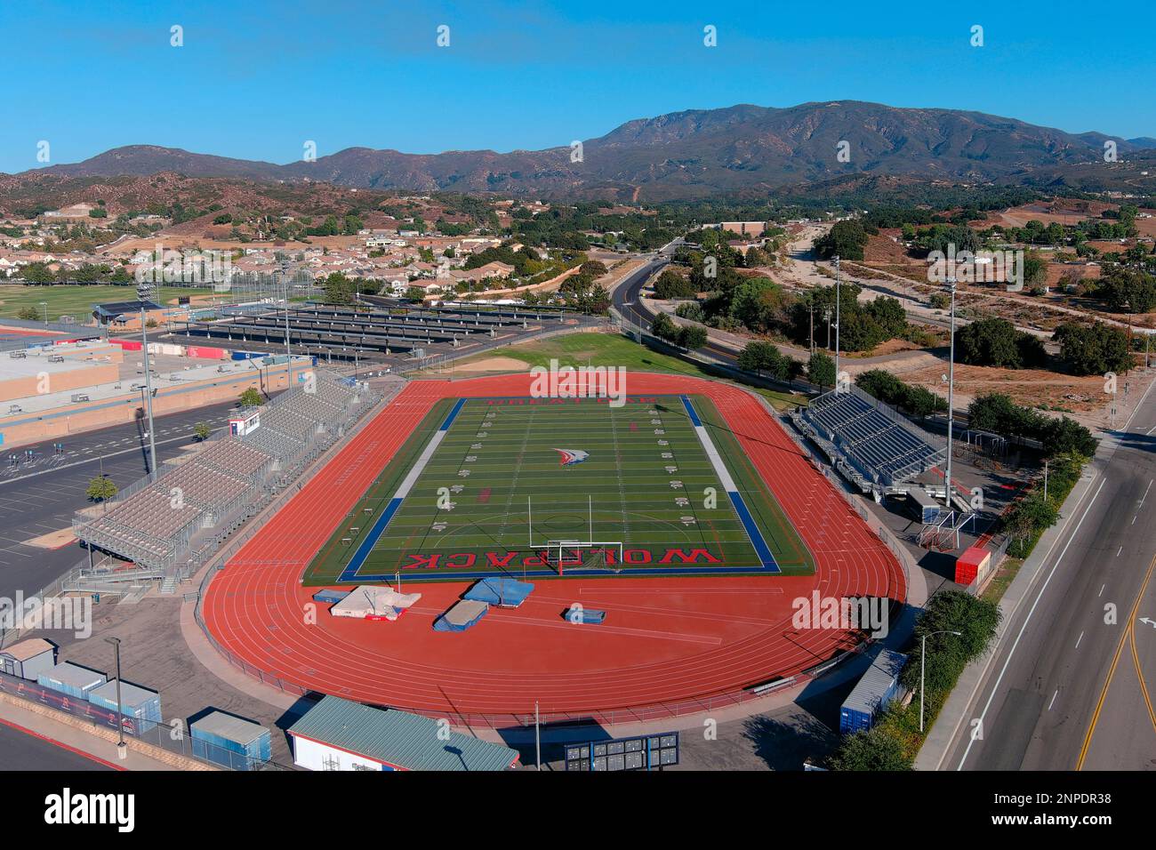 A general view of the track and football field at Great Oak Stadium on ...