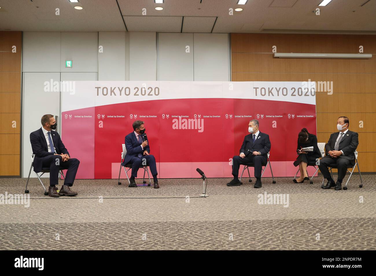 World Athletics President Sebastian Coe, second left, and World ...