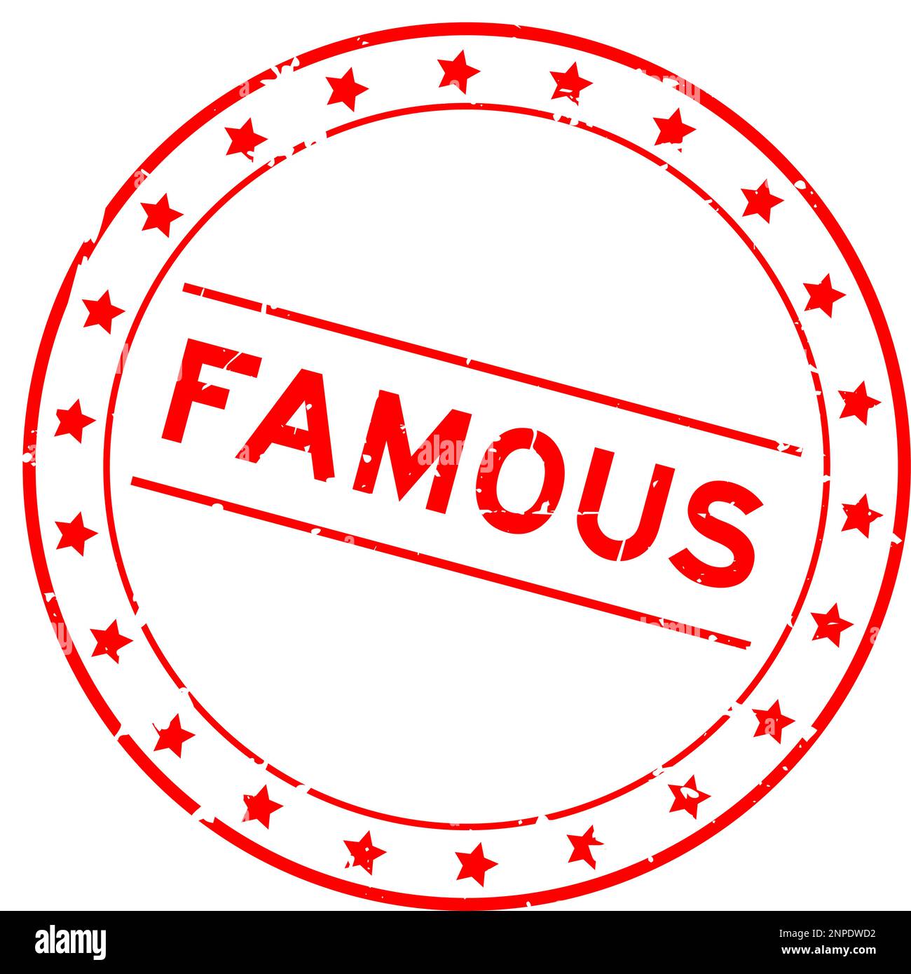 Grunge red famous word round rubber seal stamp on white background ...