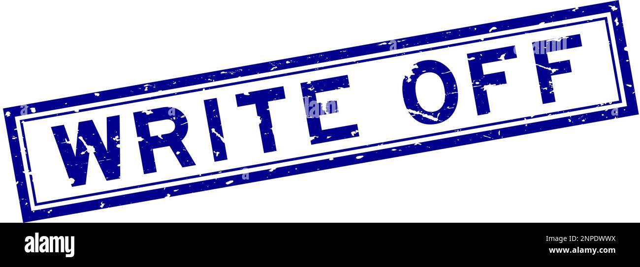 Grunge blue write off word square rubber seal stamp on white background ...