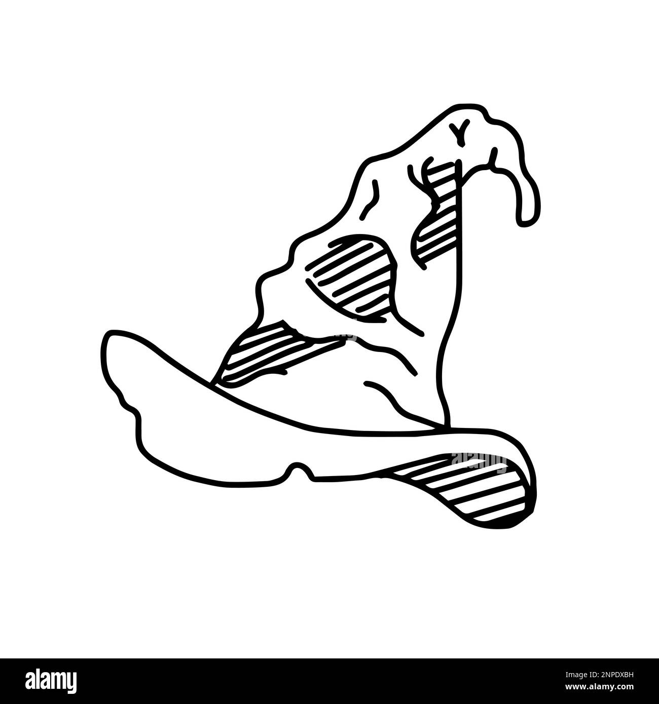 Hand-drawn Witch Pointed Hat. Magic hat in outline doodle style. Vector ...