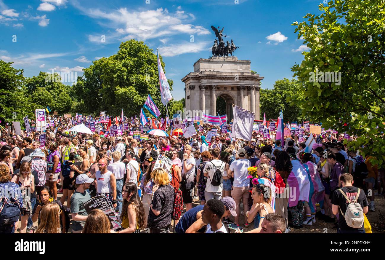 A large crowd of members of the LGBTQ+ community gathered in Central ...