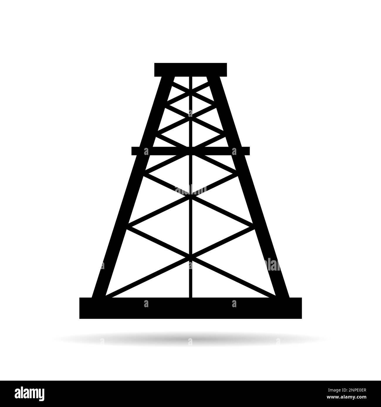 Oil rig flat graphic shadow icon, fuel platform industry tower gas sign ...