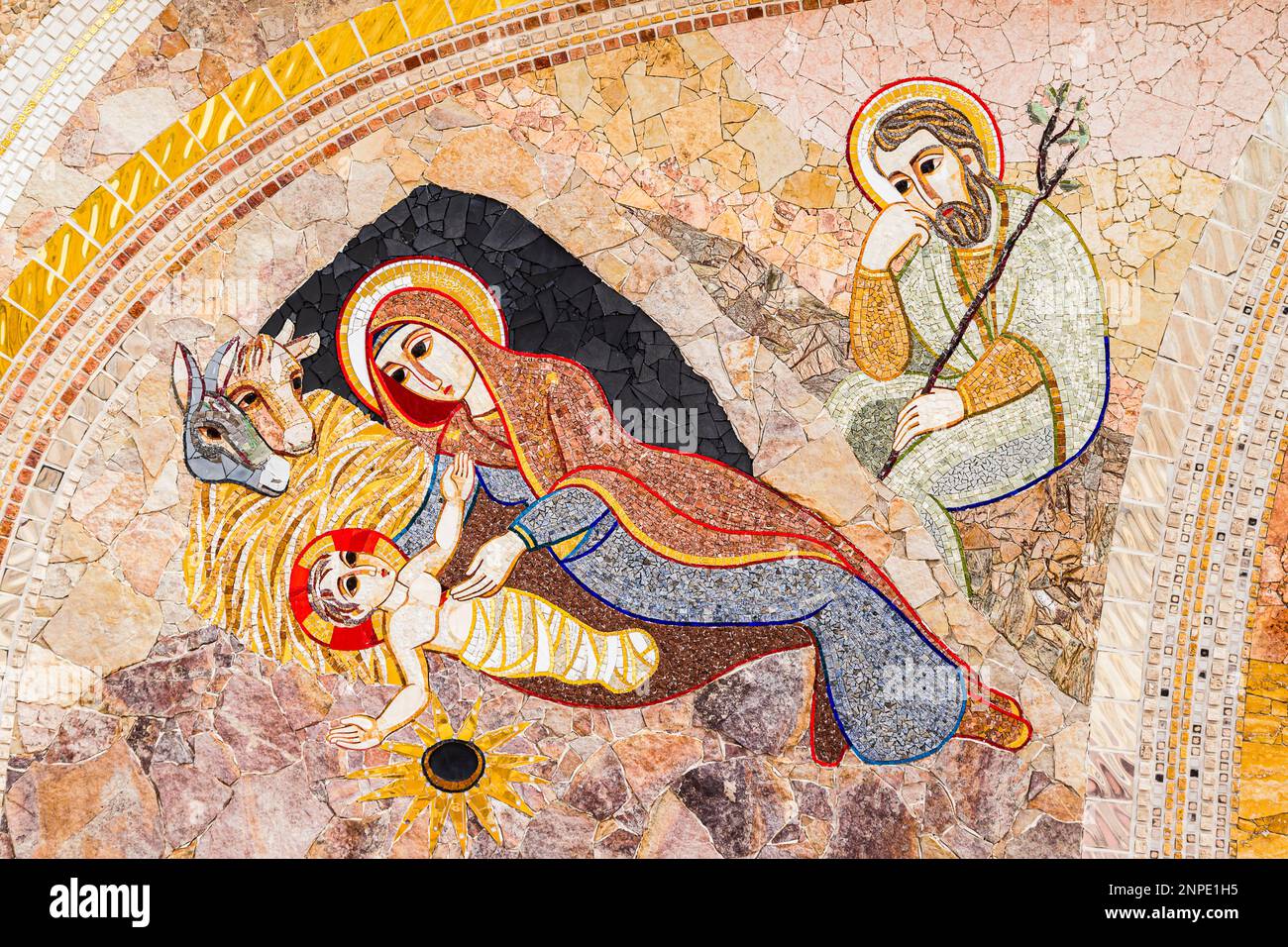 Mosaic of the nativity scene in Ta Pinu Basilica of the National Shrine ...