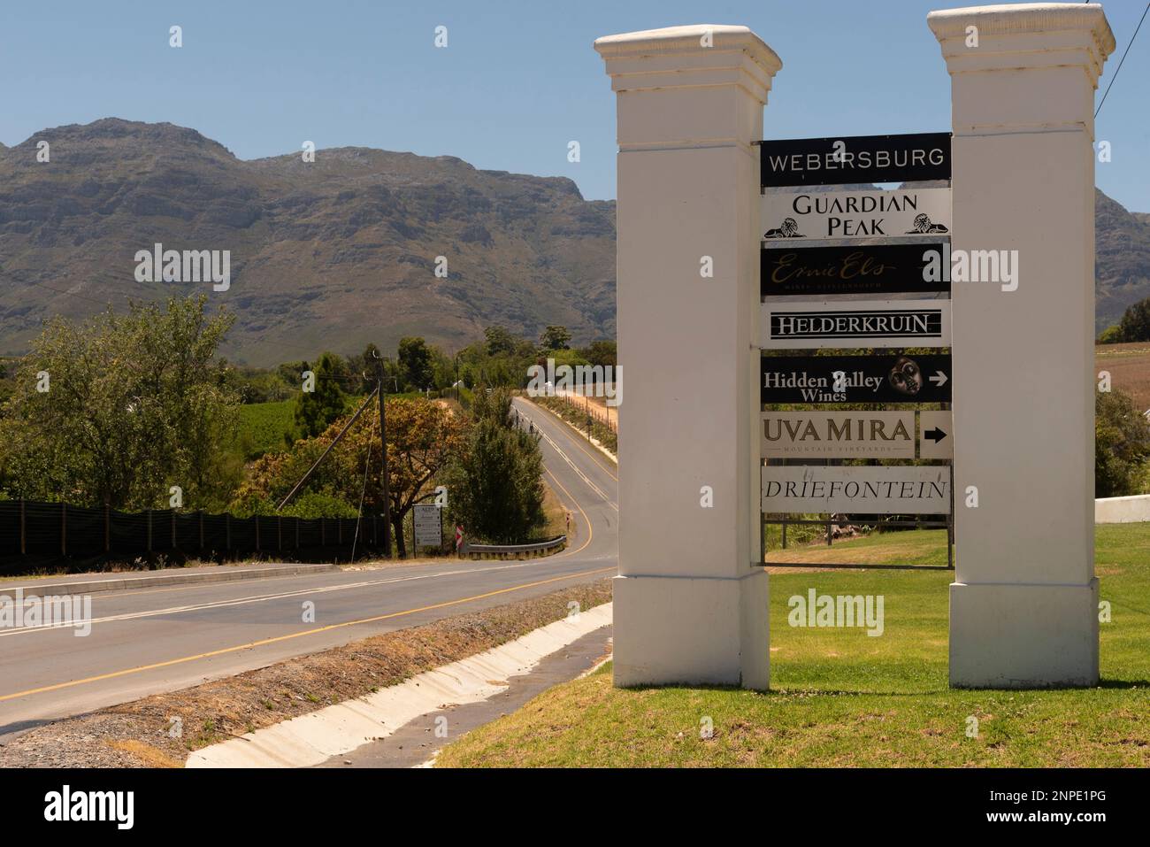 Stellenbosch, Western Cape, South Africa. 2023. sign for businesses on ...