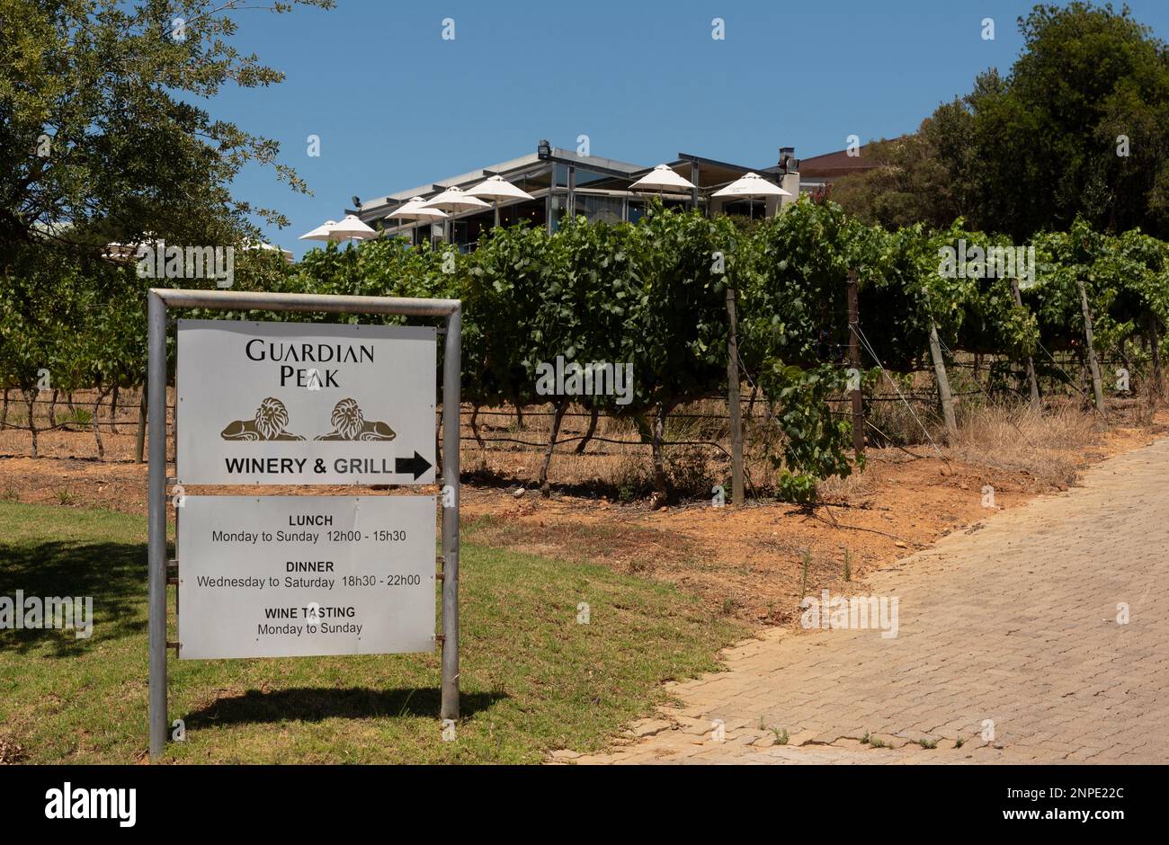 Stellenbosch, Western Cape, South Africa. 2023. Sign outside an eating ...