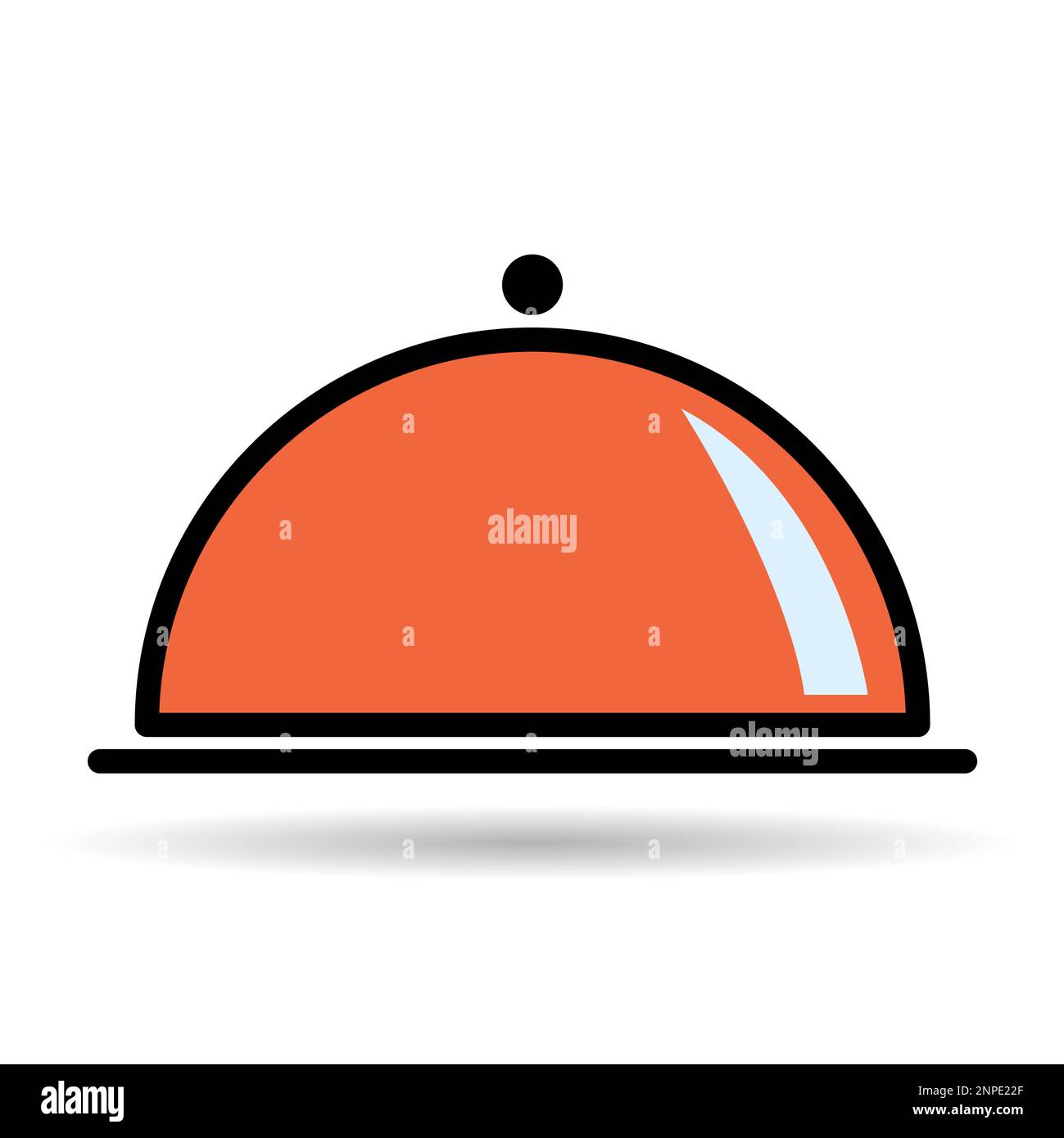 Waiter tray shadow icon, dish menu restaurant web symbol, lunch design ...