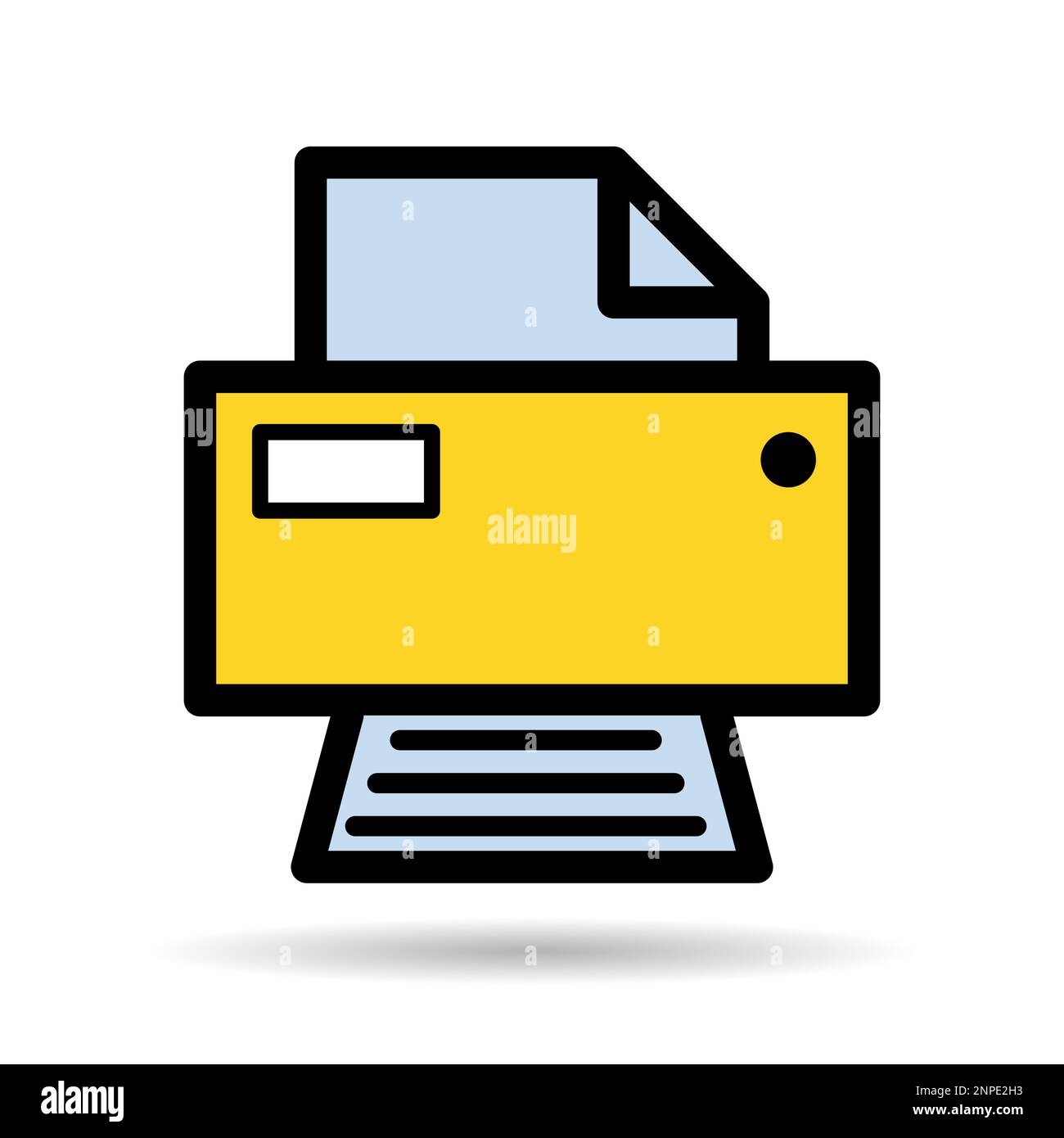 Printer document web shadow icon, printout machine technology flat sign ...