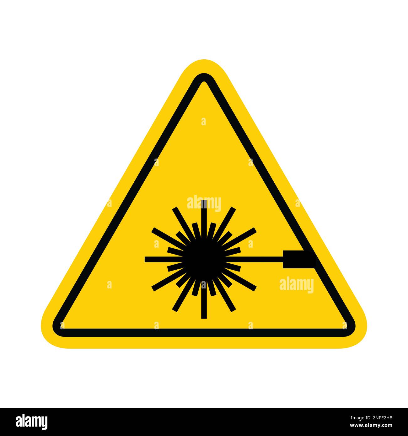 Laser radiation danger label icon, safety protection information symbol ...