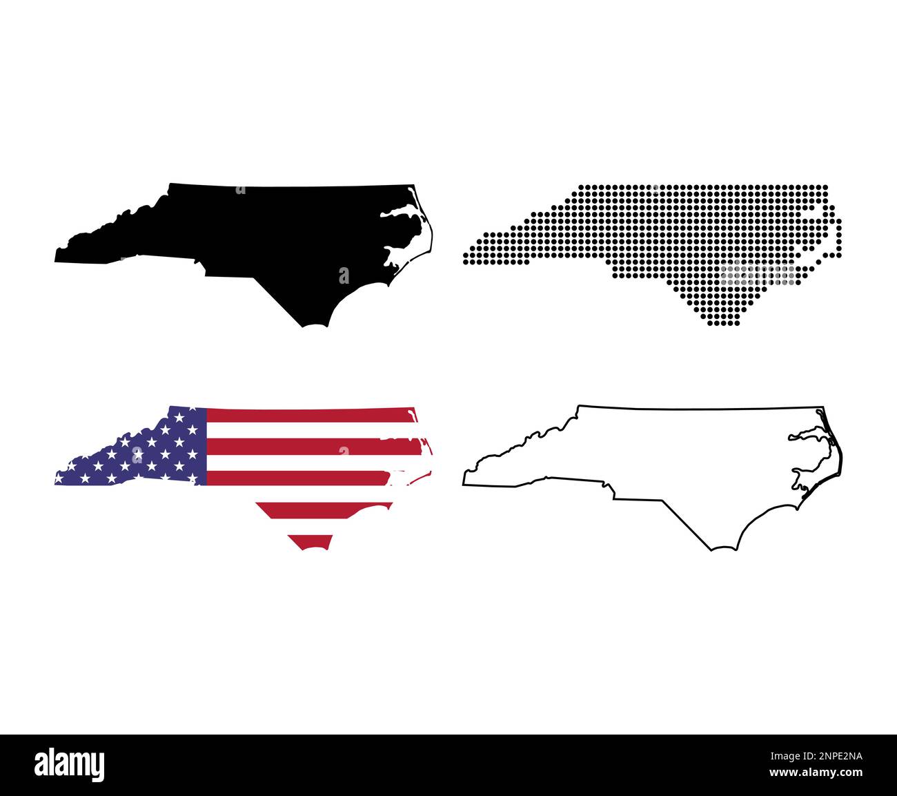 Set of North Carolina map, united states of america. Flat concept ...