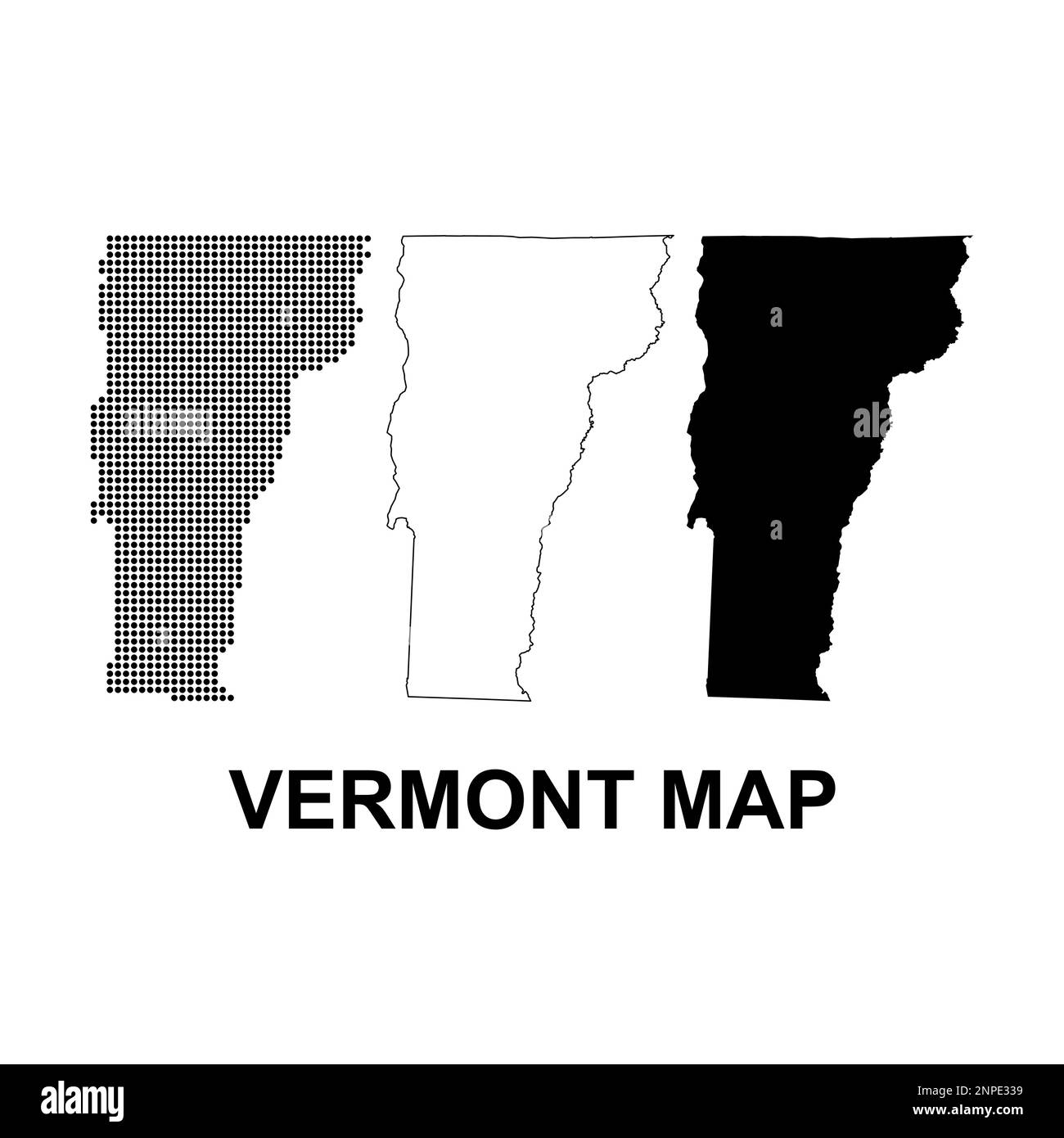 Set of Vermont map shape, united states of america. Flat concept vector ...