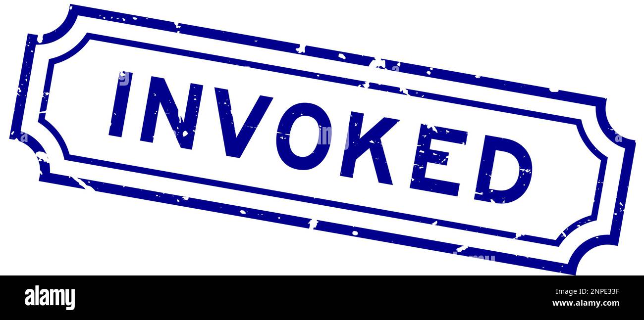 Grunge blue invoked word rubber seal stamp on white background Stock ...
