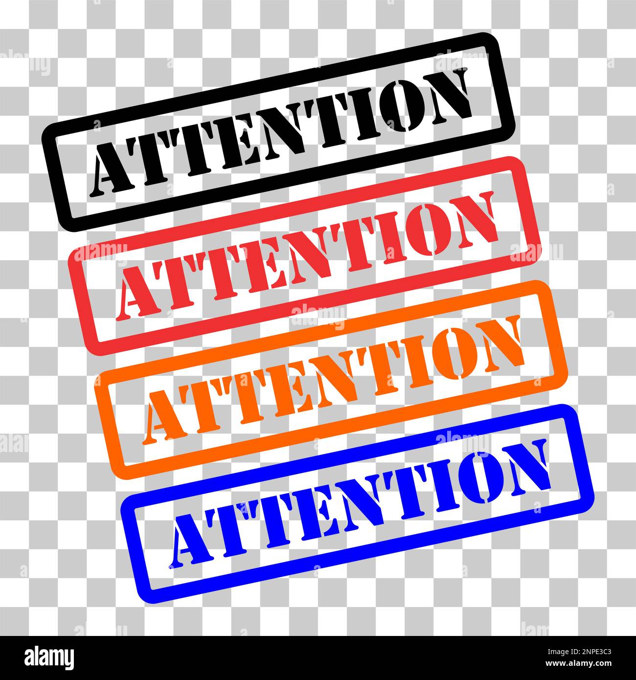 Set of Attention stamp symbol, label sticker sign button, text banner ...