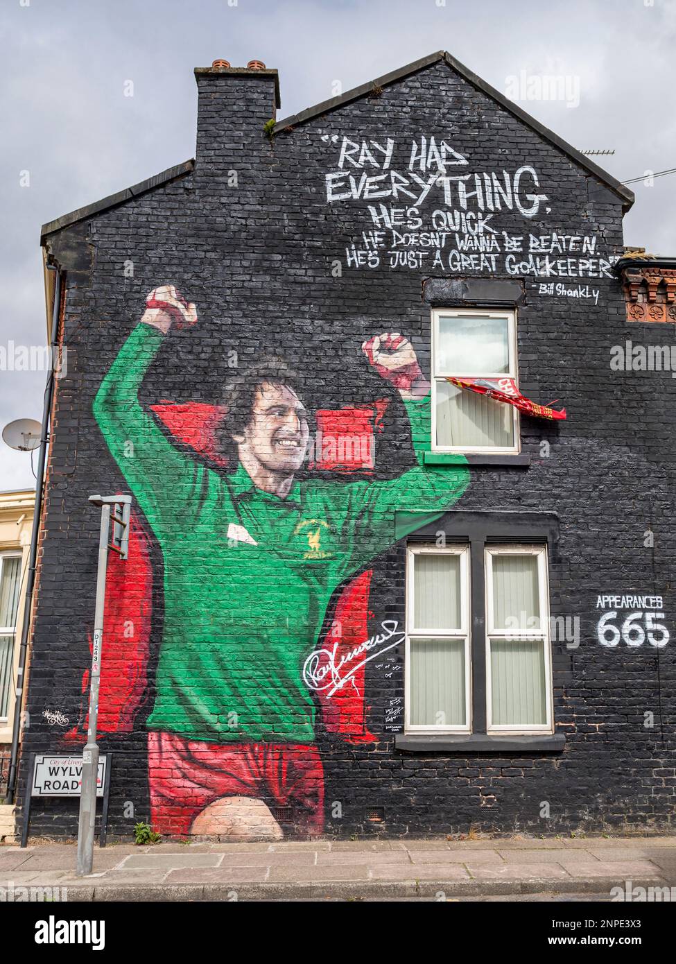 The Ray Clemence mural pictured on the outside of a house near to ...