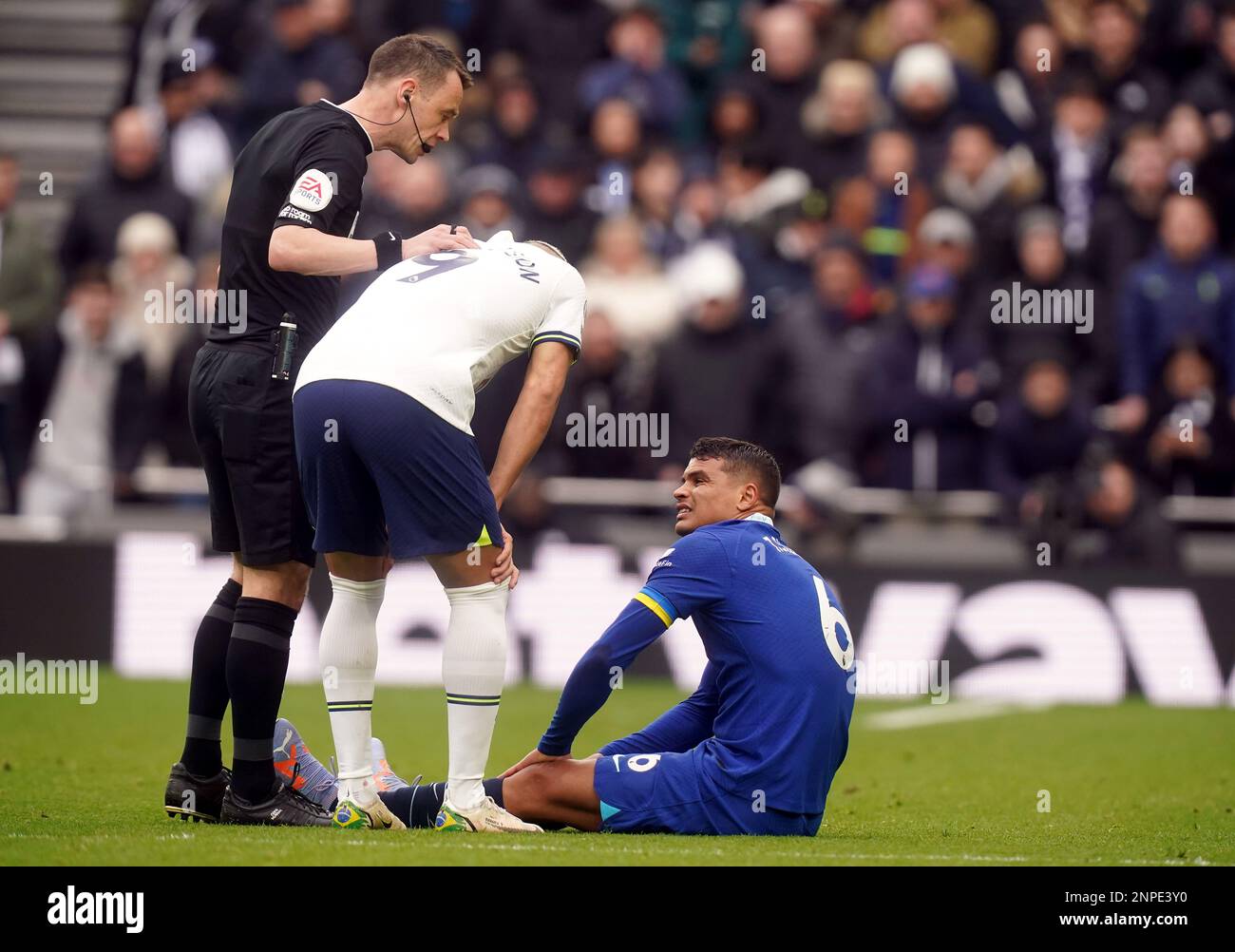 Chelsea's Thiago Silva sits on the ground before going off injured ...