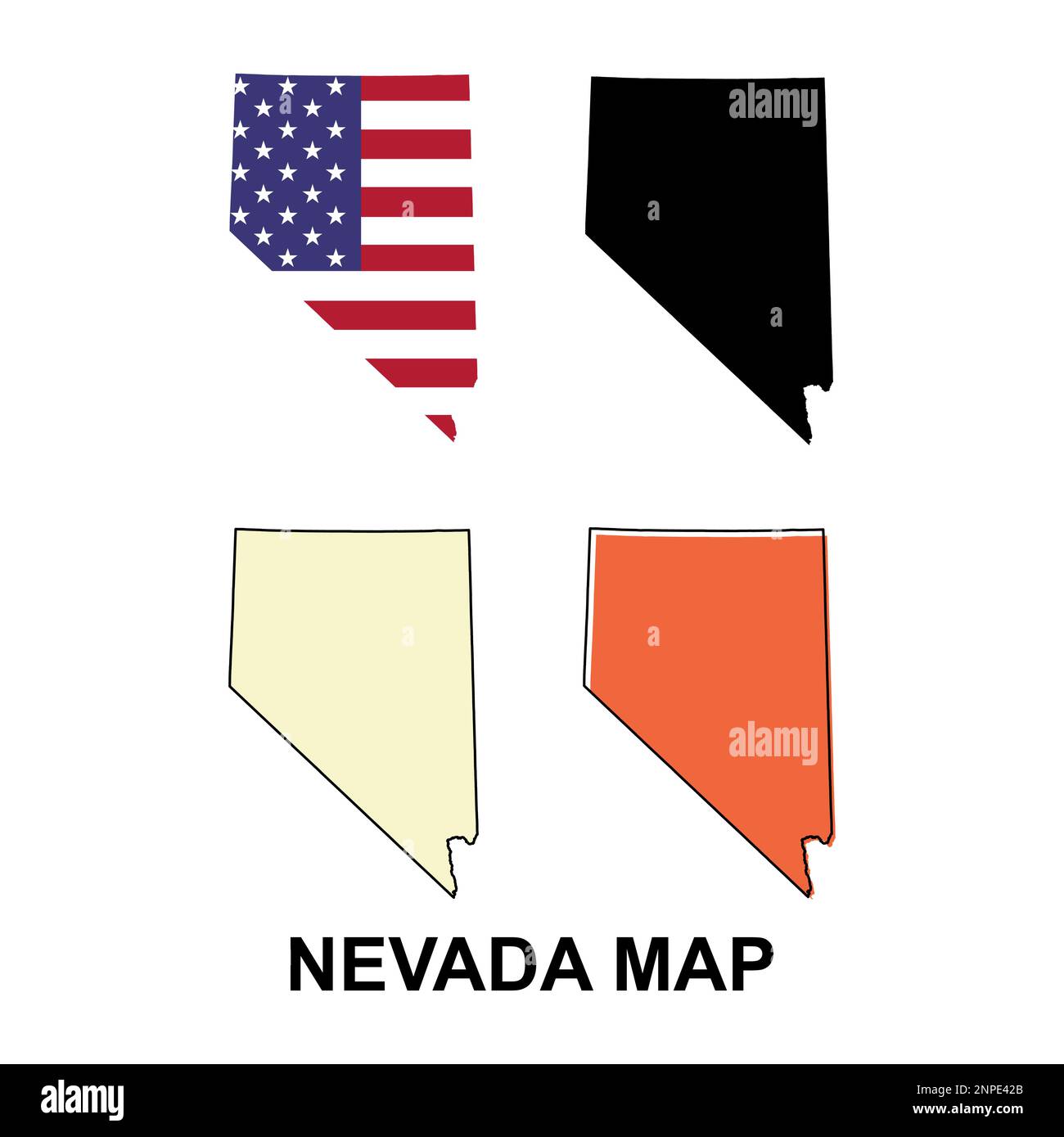 Set of Nevada map shape, united states of america. Flat concept icon ...