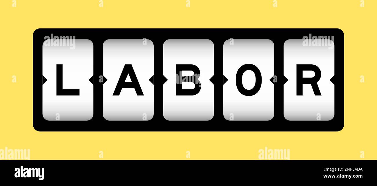 Black color in word labor on slot banner with yellow color background ...