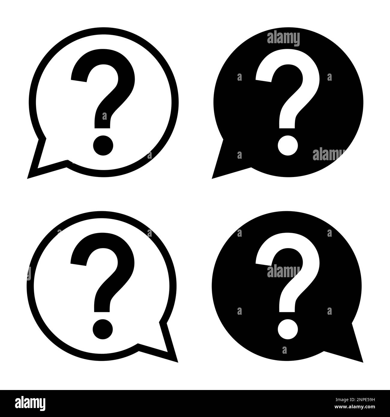 Set of Question icon mark, help or ask bubble graphic symbol, web faq ...