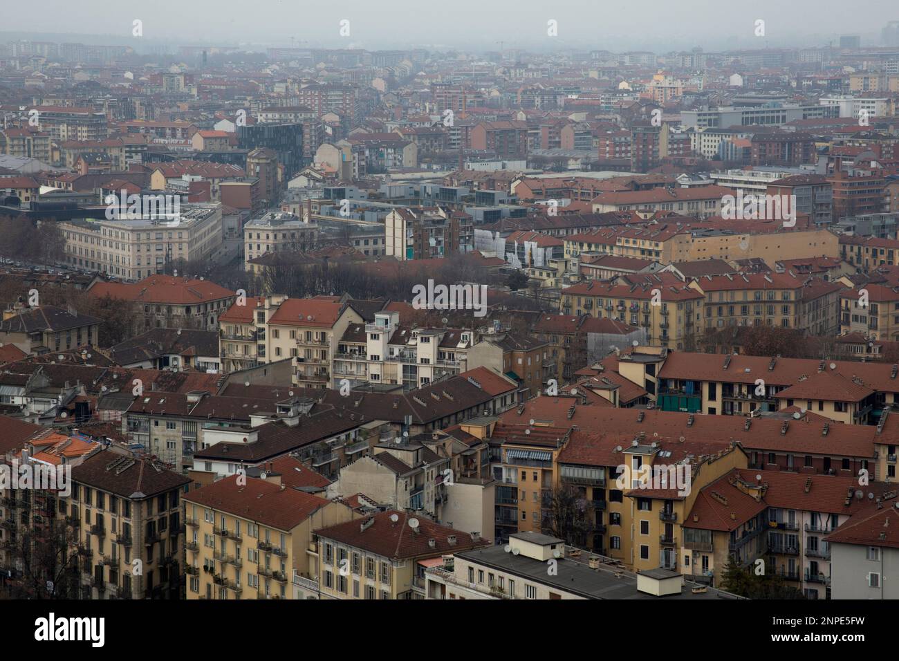 View of Turin from the Mole Antonelliana tower viewing platform, Turin ...