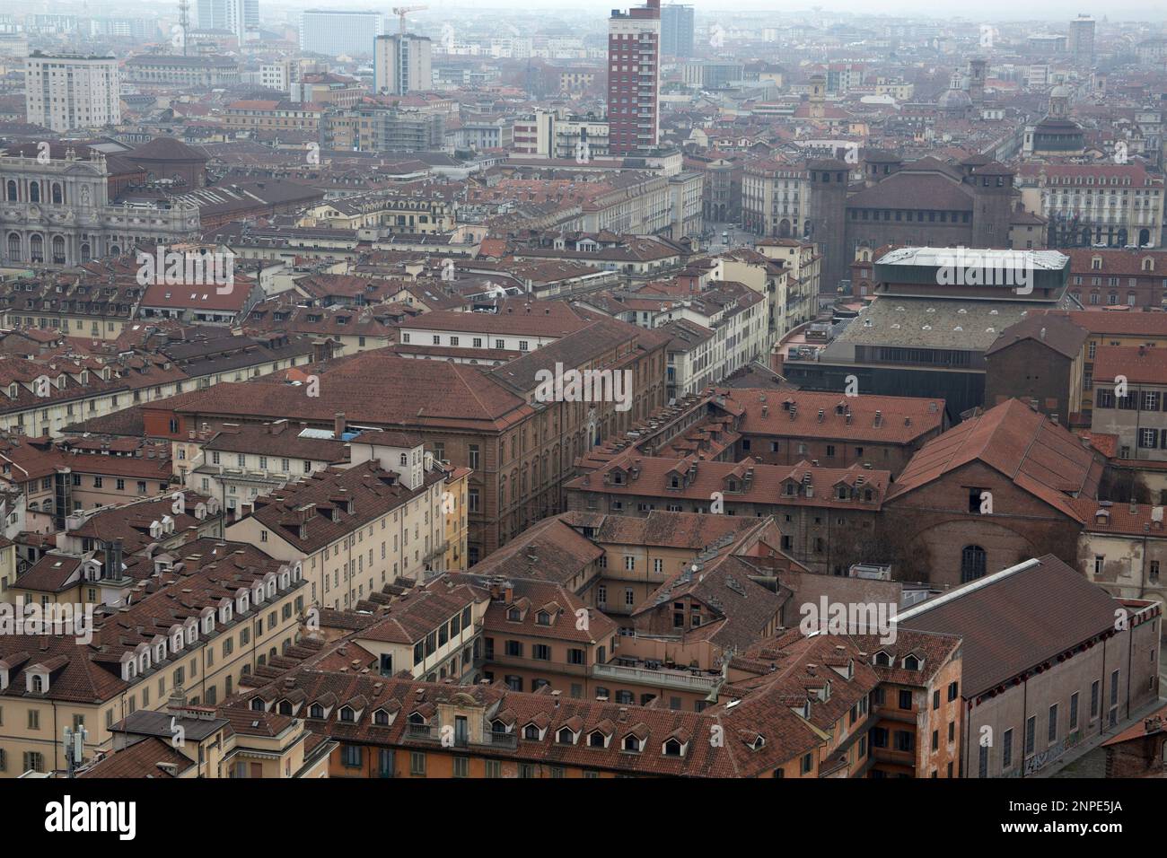 View of Turin from the Mole Antonelliana tower viewing platform, Turin ...