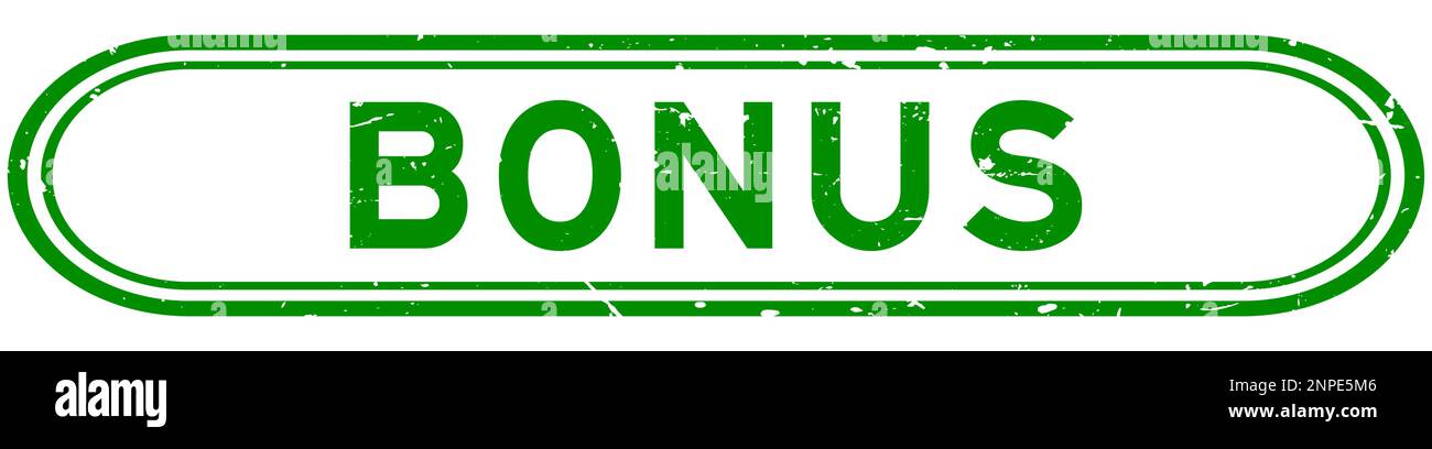 Grunge green bonus word rubber seal stamp on white background Stock ...